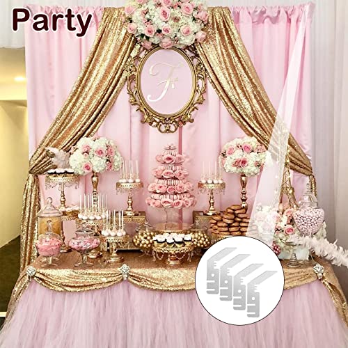 4 Pcs Double Crossbar Hanger, Pipe and Drape Backdrop Stand Kit Double Backdrop Stand, Pipe and Drape Accessories Crossbar Valance Hangers for Backdrop Wedding Decoration Party Convention Centers