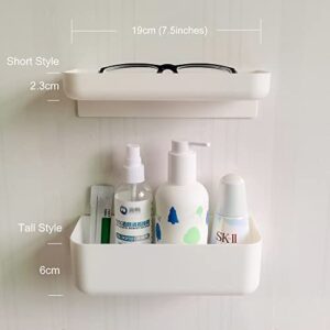 ePizdiz 2 Styles Adhesive Plastic Floating Shelves Stick on Wall Mounted Shower Organizer Caddy for Bathroom Kitchen Cabinet Extra Storage(Short+Tall)