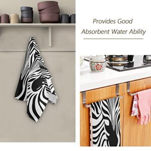 Zebra Hand Towels for Bathroom,Black and White Stripes Zebra Head Leopard Animal Print Small Bath Towels 16"x28" Soft Absorbent Bathroom Hand Towel for Face,Gym,Tea,Guest Kitchen Dish Towel Set of 2