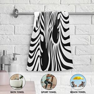 Zebra Hand Towels for Bathroom,Black and White Stripes Zebra Head Leopard Animal Print Small Bath Towels 16"x28" Soft Absorbent Bathroom Hand Towel for Face,Gym,Tea,Guest Kitchen Dish Towel Set of 2