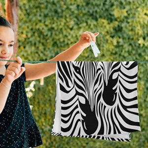 Zebra Hand Towels for Bathroom,Black and White Stripes Zebra Head Leopard Animal Print Small Bath Towels 16"x28" Soft Absorbent Bathroom Hand Towel for Face,Gym,Tea,Guest Kitchen Dish Towel Set of 2