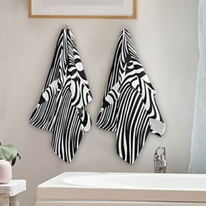 Zebra Hand Towels for Bathroom,Black and White Stripes Zebra Head Leopard Animal Print Small Bath Towels 16"x28" Soft Absorbent Bathroom Hand Towel for Face,Gym,Tea,Guest Kitchen Dish Towel Set of 2