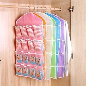 NOVESIXT 16 Pockets Clear Over Door Hanging Bag, Hanging Organizers Plastic Accessory Organizers, Shoe Rack Hanger Underwear Bra Socks Closet Storage Organizer (Blue)