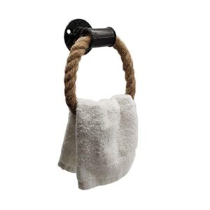 nautical towel ring,industrial pipe rope towel ring wall mounted rustic hand towel holder bathroom decor