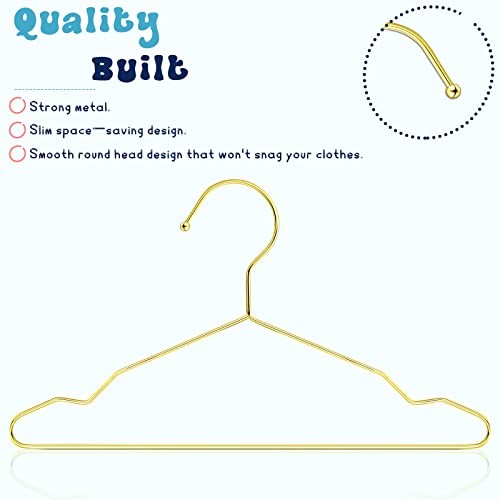 Wire Hangers Children's Hangers Strong Metal Children Clothes Hangers for Closet Space Saving Hanger for Hanging Coats Pants Clothes, 12 x 6.5 Inch (Gold, 72 Pcs)