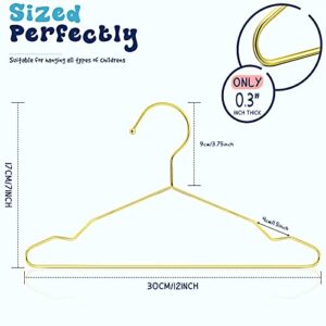 Wire Hangers Children's Hangers Strong Metal Children Clothes Hangers for Closet Space Saving Hanger for Hanging Coats Pants Clothes, 12 x 6.5 Inch (Gold, 72 Pcs)