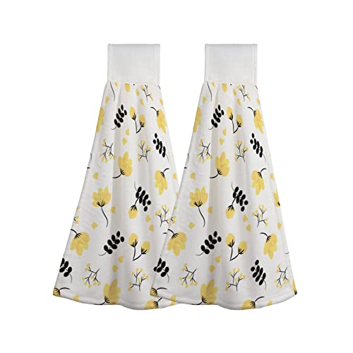 Kitchen Towel-Cute Yellow Flower-Hand Towels Tie Towel Soft Microfiber Absorbent Washcloth Also for Bathroom Hand Sink Laundry Room RV Tabletop 2pcs