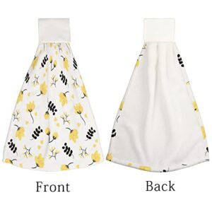 Kitchen Towel-Cute Yellow Flower-Hand Towels Tie Towel Soft Microfiber Absorbent Washcloth Also for Bathroom Hand Sink Laundry Room RV Tabletop 2pcs