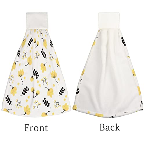 Kitchen Towel-Cute Yellow Flower-Hand Towels Tie Towel Soft Microfiber Absorbent Washcloth Also for Bathroom Hand Sink Laundry Room RV Tabletop 2pcs