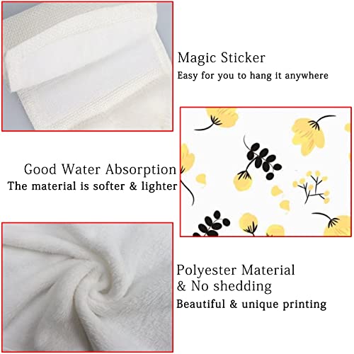 Kitchen Towel-Cute Yellow Flower-Hand Towels Tie Towel Soft Microfiber Absorbent Washcloth Also for Bathroom Hand Sink Laundry Room RV Tabletop 2pcs