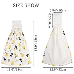 Kitchen Towel-Cute Yellow Flower-Hand Towels Tie Towel Soft Microfiber Absorbent Washcloth Also for Bathroom Hand Sink Laundry Room RV Tabletop 2pcs