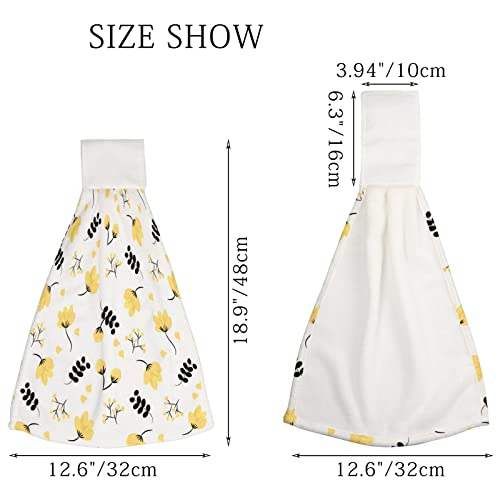 Kitchen Towel-Cute Yellow Flower-Hand Towels Tie Towel Soft Microfiber Absorbent Washcloth Also for Bathroom Hand Sink Laundry Room RV Tabletop 2pcs