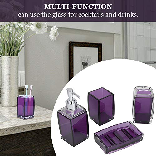 4Pcs/Set Acrylic Bathroom Accessory Set Toothbrush Soap Dish Holder for Kitchen Hotel Purple Toothbrush Holder Tumbler