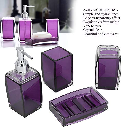 4Pcs/Set Acrylic Bathroom Accessory Set Toothbrush Soap Dish Holder for Kitchen Hotel Purple Toothbrush Holder Tumbler