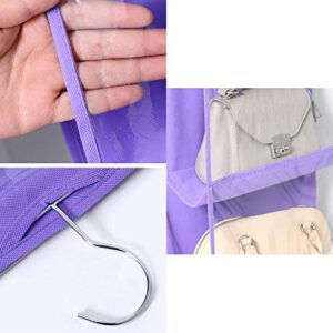 Mistshopy 6 Pocket Hanging Purse Handbag Tote Bag Organizer Storage Bag Foldable Closet Rack Bag Hanger (Purple)