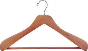 deluxe cedar suit hanger, box of 6, 2 inch wide hangers with solid wood pant bar by the great american hanger company