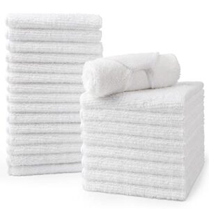 homexcel microfiber washcloths towel pack of 24,12"x12" highly absorbent and soft face towels wash cloths for bathroom,gym,hotel and spa,fast drying multi-purpose cleaning cloth,white