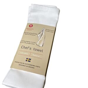 Professional Secrets Chef's Kitchen Towel - Designed in Sweden Cooking Essentials, 100% Super Absorbent Cotton Dish Cloths for Drying, Cleaning, Insulating, Gripping, Covering - White. 2-Pack