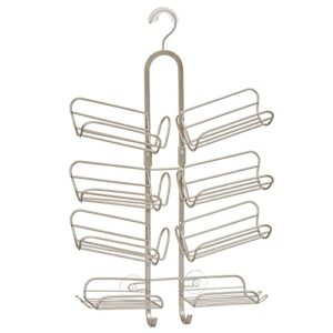 mDesign Hanging Metal Shower Caddy - Bottle Organizer Shelf with Hooks for Shower, Bath - Hanging Shower Caddy Rack for Shampoo, Conditioner - Shower Hanging Organizer - Concerto Collection - Satin