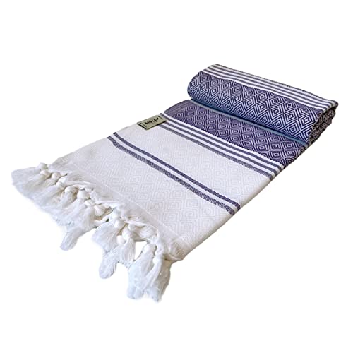 Aegean Turkish Beach Towel (41 x 68 inch) for Adult - Soft Touch, 100% Cotton - Quick Dry Bath Towels with Amazing Colors - Unique Turkish Towels for Bathroom, SPA, Yoga Peshtemal-Lilac