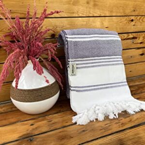 Aegean Turkish Beach Towel (41 x 68 inch) for Adult - Soft Touch, 100% Cotton - Quick Dry Bath Towels with Amazing Colors - Unique Turkish Towels for Bathroom, SPA, Yoga Peshtemal-Lilac