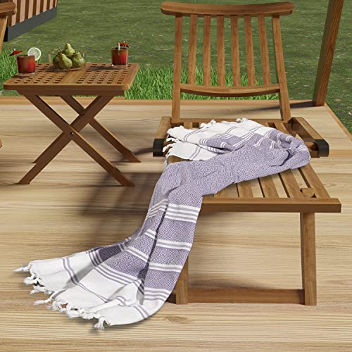 Aegean Turkish Beach Towel (41 x 68 inch) for Adult - Soft Touch, 100% Cotton - Quick Dry Bath Towels with Amazing Colors - Unique Turkish Towels for Bathroom, SPA, Yoga Peshtemal-Lilac