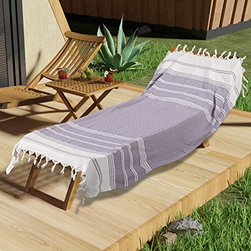 Aegean Turkish Beach Towel (41 x 68 inch) for Adult - Soft Touch, 100% Cotton - Quick Dry Bath Towels with Amazing Colors - Unique Turkish Towels for Bathroom, SPA, Yoga Peshtemal-Lilac