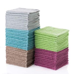 simpli-magic 79148 cotton washcloths, 50 pack, multi color towel set