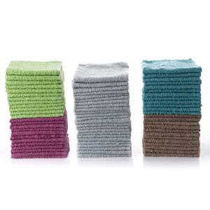 Simpli-Magic 79148 Cotton Washcloths, 50 Pack, Multi Color Towel Set