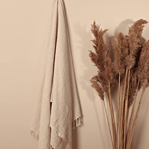 Puskul - Pack of 2 Waffle Towels - Thin, Lightweight, Quick Dry Bath Towels - Originally Turkish Waffle Towels for Hammam, Spa, Beach (Natural-Beige)