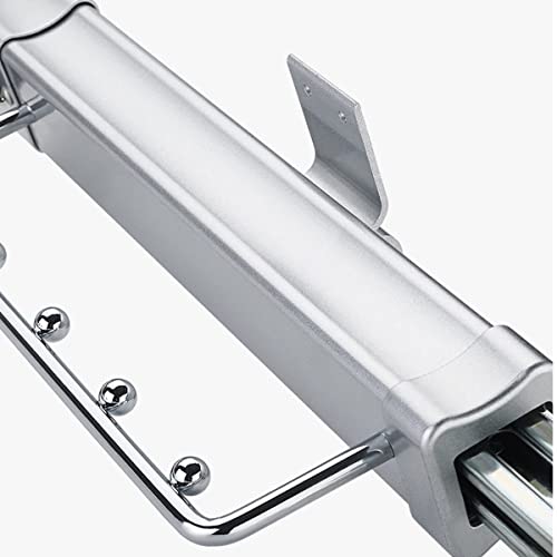 Heavy duty Pull-Out Retractable Wardrobe valet Rod Storage Rack Hanger Extender,Top Mount Hanging Telescopic Rail Wardrobe Clothes Clothes Rail (Size:14" Monorail silver 6 Beads) 2 Pieces