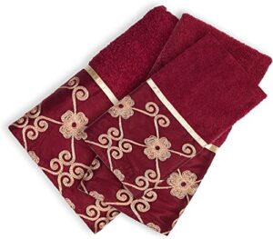 popular bath bath towels, vlegant rosa collection, 21" x 12", burgundy/gold