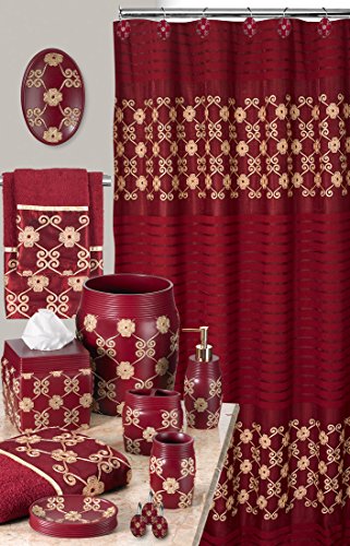 Popular Bath Bath Towels, Vlegant Rosa Collection, 21" x 12", Burgundy/Gold