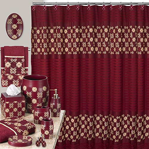 Popular Bath Bath Towels, Vlegant Rosa Collection, 21" x 12", Burgundy/Gold