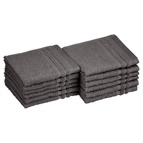 Amazon Basics Cosmetic Friendly Washcloths - 12-Pack, Stony Slate