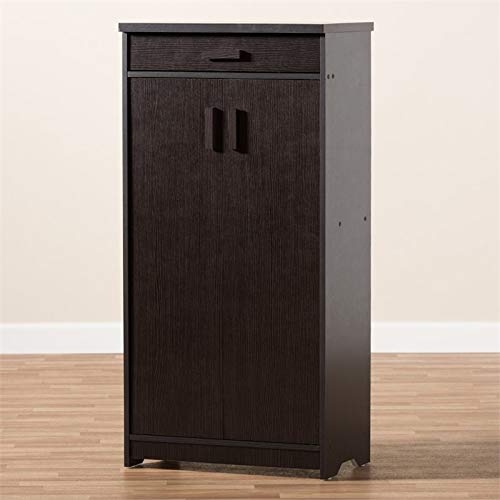 BOWERY HILL Contemporary Shoe Cabinet in Wenge Brown