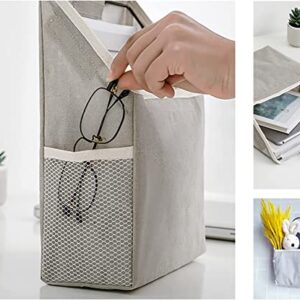 Laoyello Wall Hanging Storage Bag with Sticky Hook, Fabric Wall Hanging Organizer Bag with Pockets for Door Kitchen Bedroom Bathroom (A2 Grid-Grey and White)