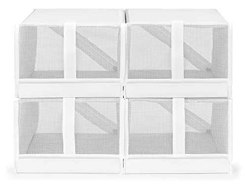 Whitmor White Mesh Shoe Boxes-Set of 4