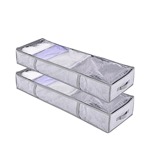 FOKICOS Undered Storage Bags Organizer With Shoe Covers Adjustable Dividers Box For the Bed Shoes Clothes Grey (2)