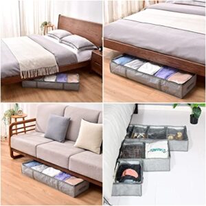 FOKICOS Undered Storage Bags Organizer With Shoe Covers Adjustable Dividers Box For the Bed Shoes Clothes Grey (2)