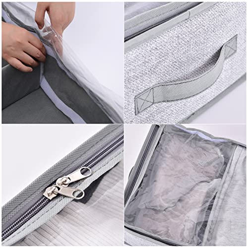 FOKICOS Undered Storage Bags Organizer With Shoe Covers Adjustable Dividers Box For the Bed Shoes Clothes Grey (2)