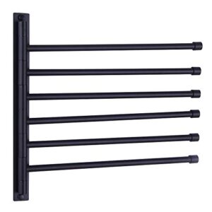 gerzwy bathroom swing arm towel bars wall mount bath towel rack with 6 arms hanger towel holder organizer sus 304 stainless steel matte black hyg06-bk