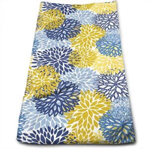 msguide blue yellow navy chrysanthemum flowers hand towels for bathroom clearance decor face towels microfiber towels soft fingertip towel for gym yoga spa pool sport hotel