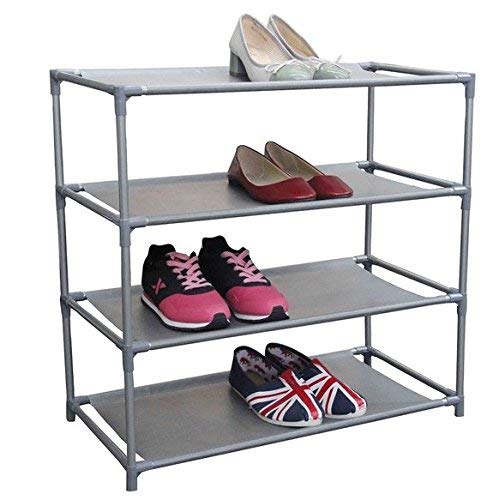 Home Basics Multipurpose 12 Pair Non-Woven Free-Standing Shoe Rack (4-Tier)