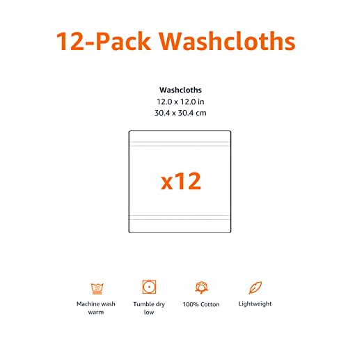 Amazon Basics Cosmetic Friendly Washcloths - 12-Pack, Cocoa Powder