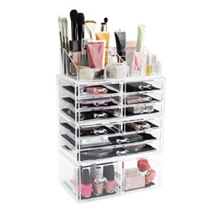 7penn extra large makeup organizer stand - 4pc stackable make up organizers and storage for vanity and bathroom counters