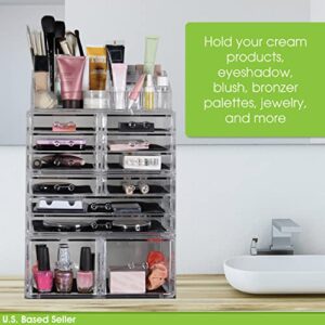 7Penn Extra Large Makeup Organizer Stand - 4pc Stackable Make Up Organizers and Storage for Vanity and Bathroom Counters