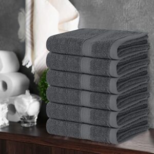 Utopia Towels Bundle of 18 Kitchen and Premium Hand Towels – Pack of 12 Dish Towels, 15”x25” (Grey & White) – 600 GSM Extra Large Grey Hand Towels, 16”x28” – Ring Spun Cotton & Super Soft