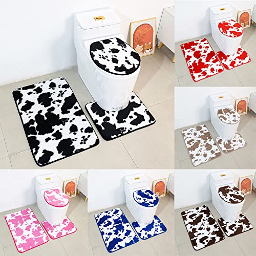 LucaSng Soft Bathroom Carpet 3 Piece Bathroom Rugs, Cow Style Bathroom Non Slip Mat Household Carpet (4)