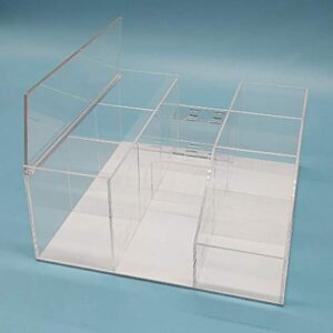 #N/A Makeup Organizer Eyelash Extension Supplies Storage Display Box w/Tweezer Holder Stand 22 x 22 x 10cm - Transparent Acrylic